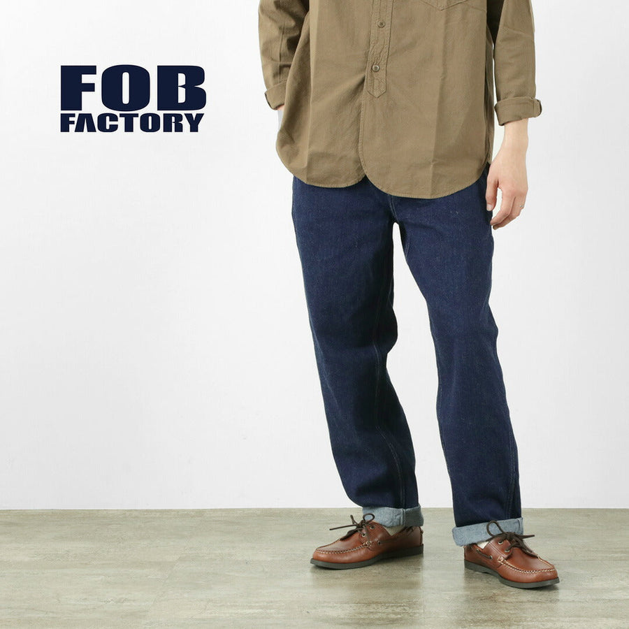 FOB FACTORY F0511 WW2 denim deck trousers, one wash